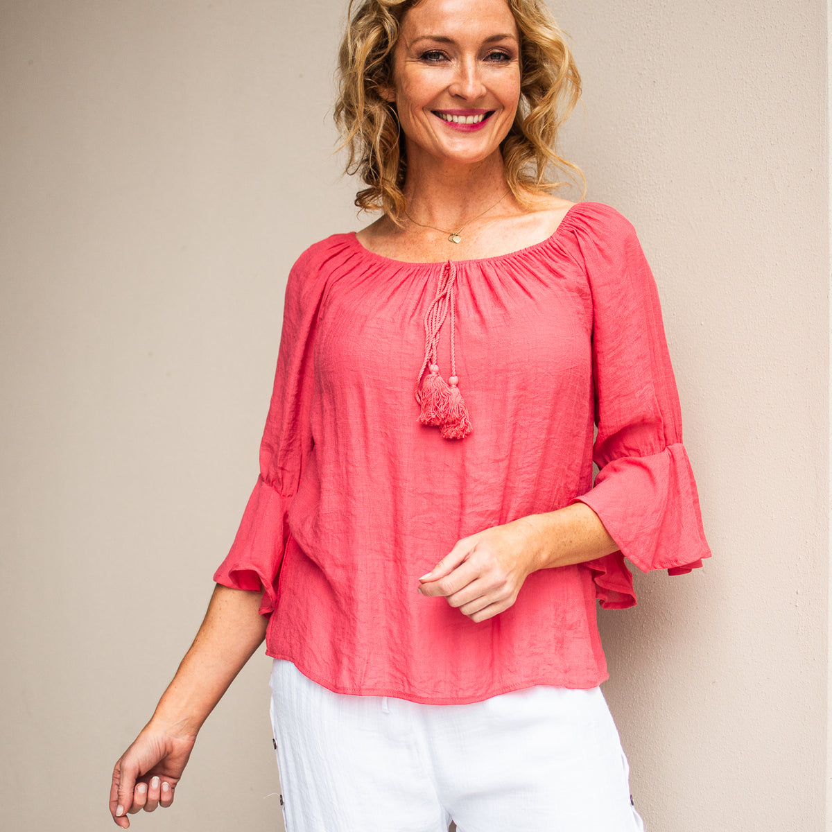 Missy Q On/Off Shoulder Peasant Top Denim 8 – Coastline Fashion