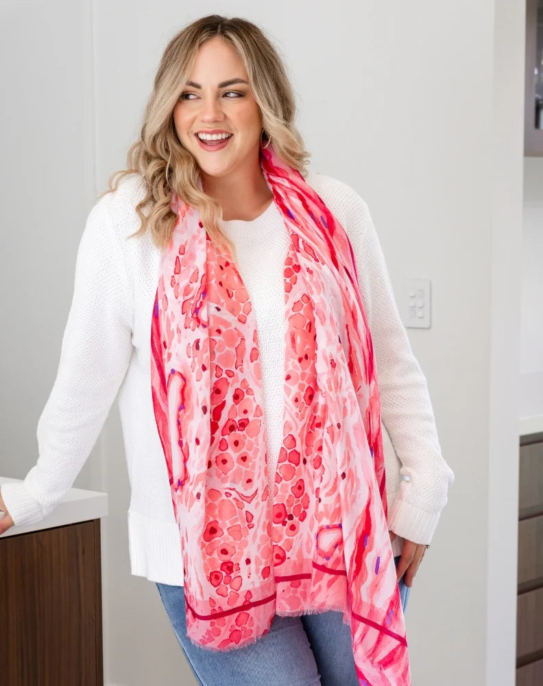 Freez Pink Summer Print Scarf – Coastline Fashion